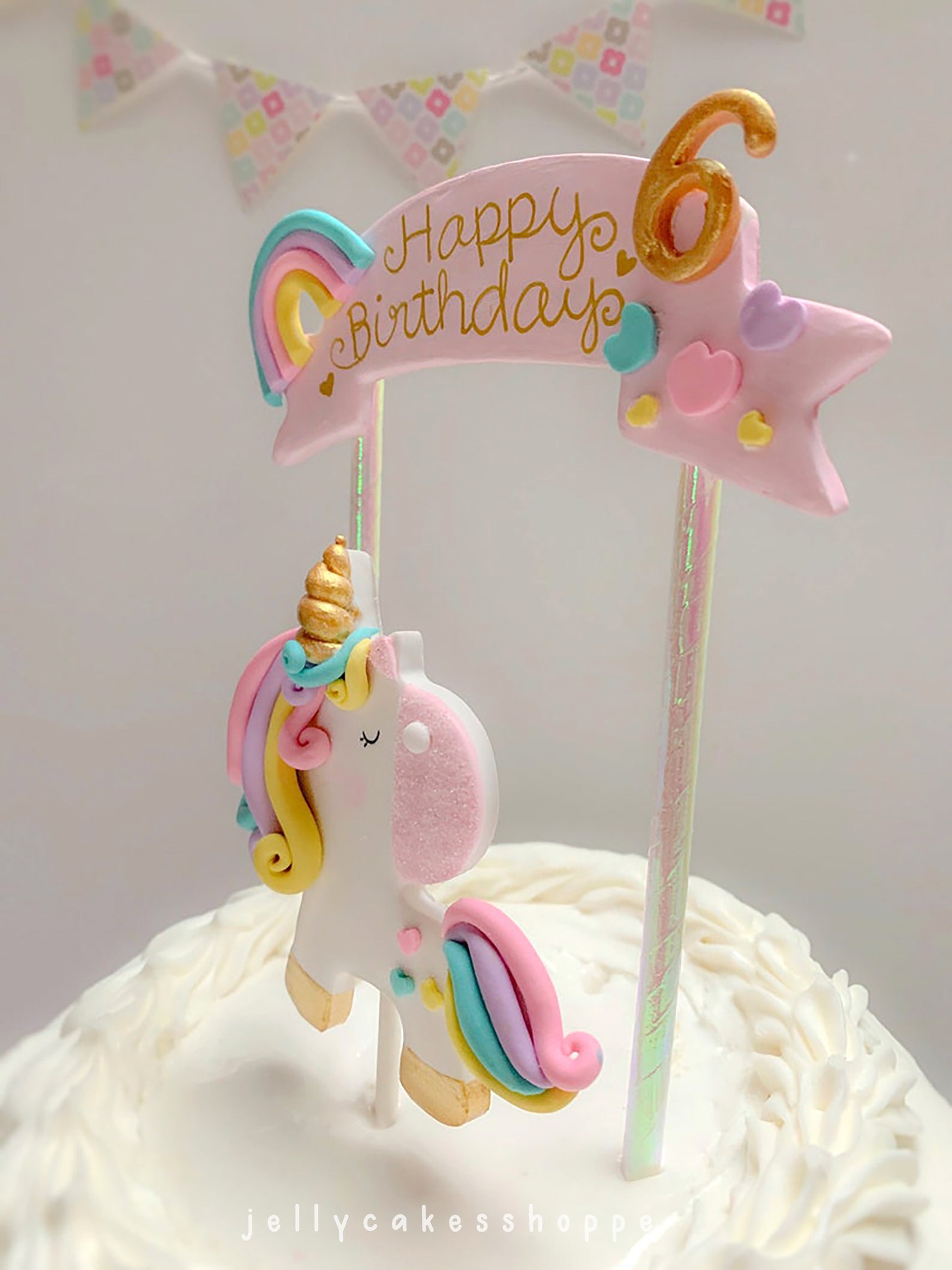 Personalized Unicorn Cake Topper, Non Edible Cake Topper, Rainbow ...