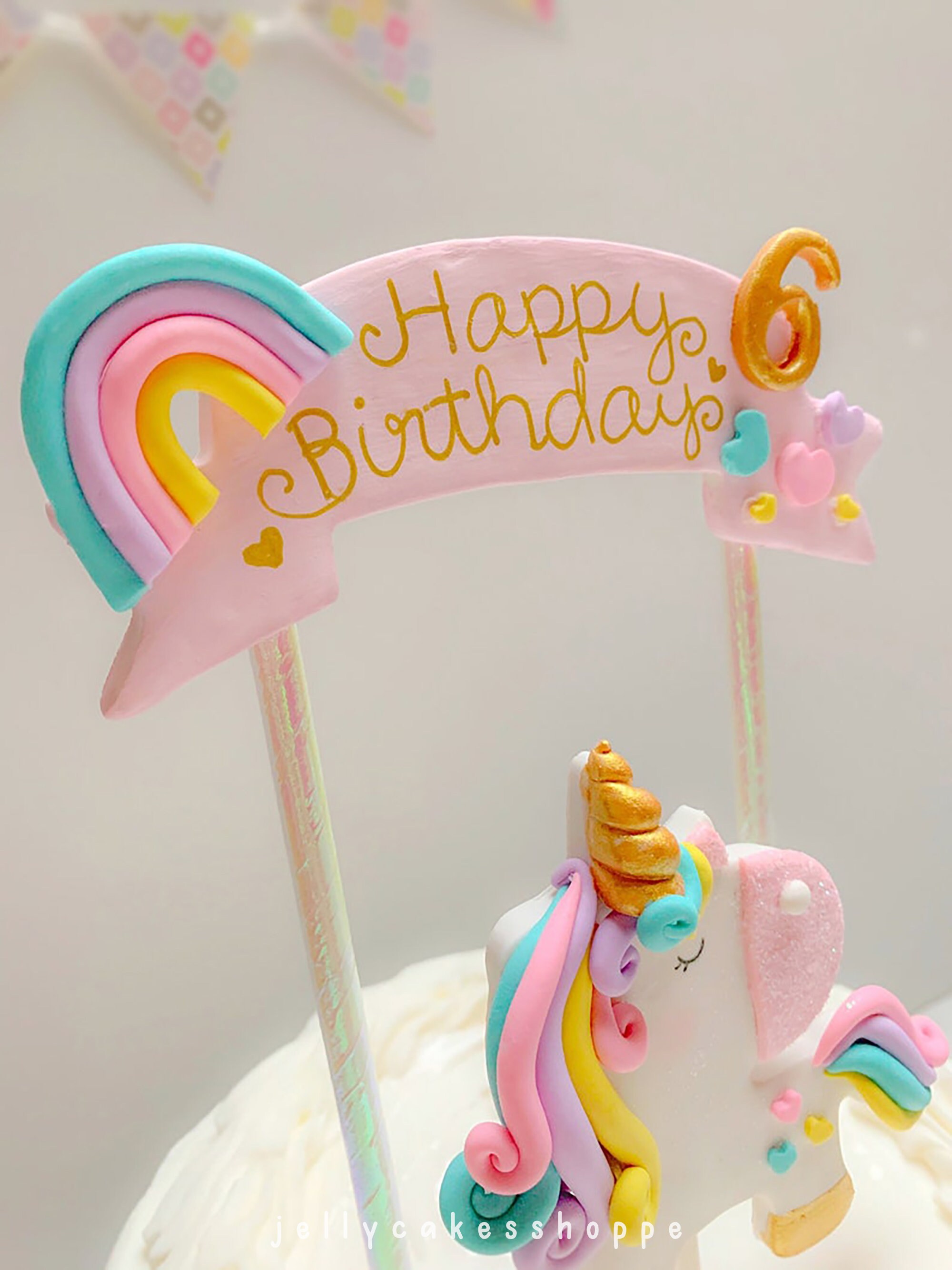 Personalized Unicorn Cake Topper, Non Edible Cake Topper, Rainbow ...