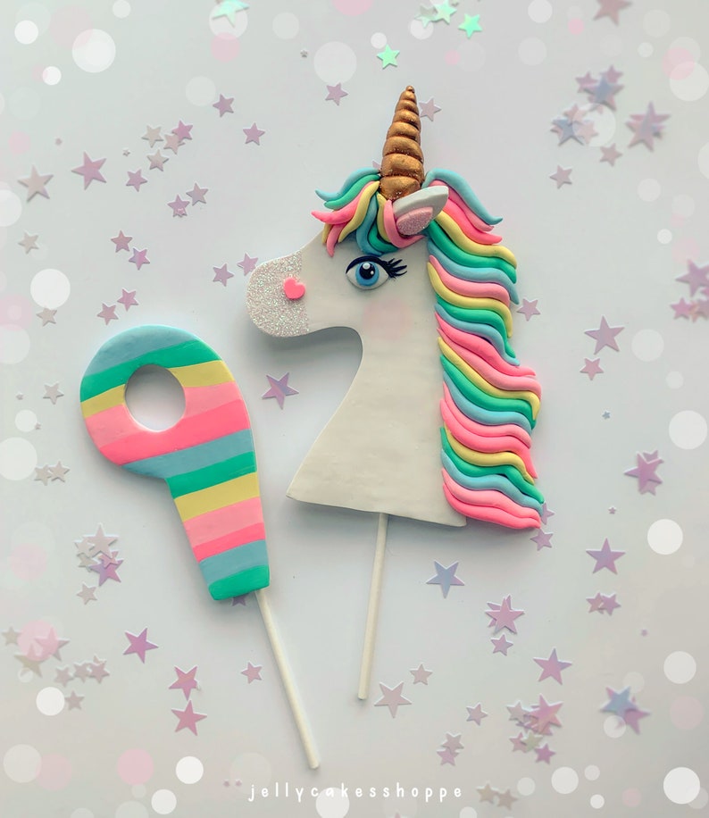 Rainbow Unicorn Cake Topper, Nonedible Cake Topper, Rainbow Unicorn ...