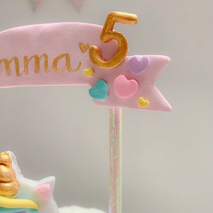 Personalized Unicorn Cake Topper, Non Edible Cake Topper, Rainbow ...