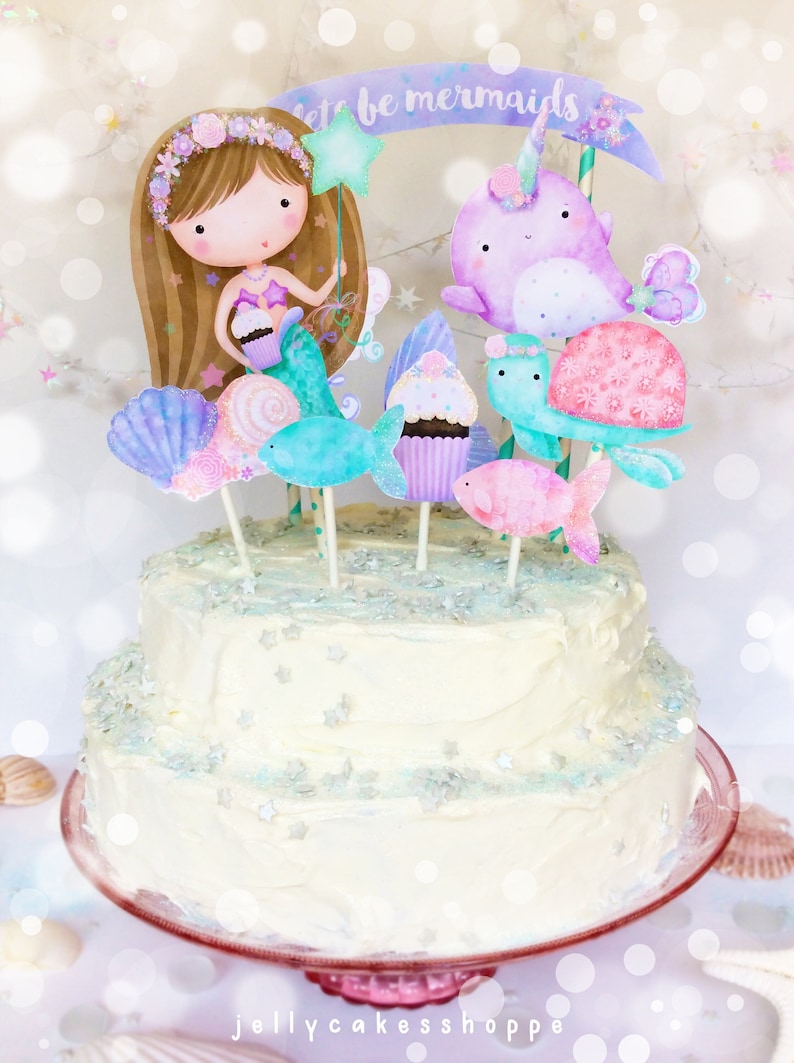Personalized Mermaid Cake Topper, Under the Sea Birthday, Sea Creature ...