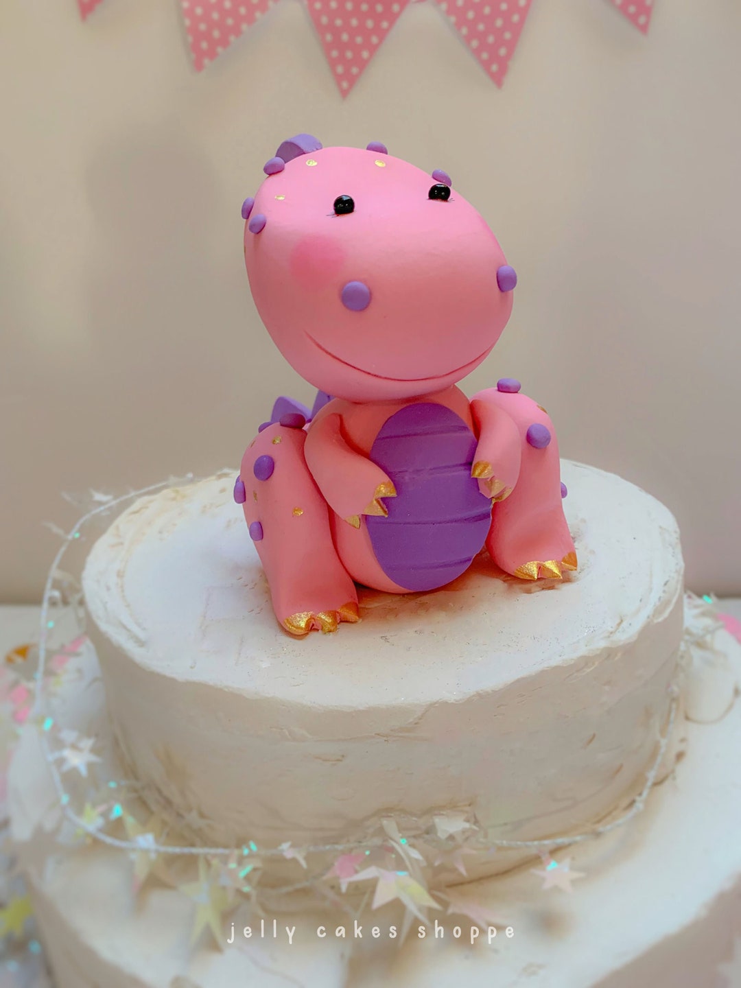 Pink Dinosaur Cake Topper, Nonedible, Dinosaur Birthday Party for Girl ...