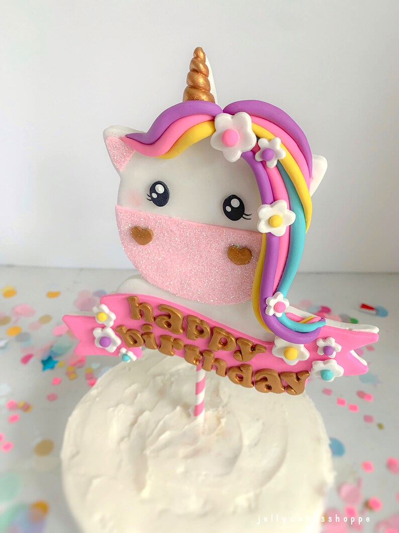 Personalized Unicorn Cake Topper Non Edible Rainbow Unicorn Etsy