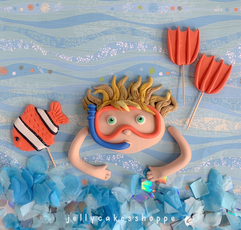 Scuba Diver Cake Topper, Nonedible, Summer Birthday Cake Decoration ...