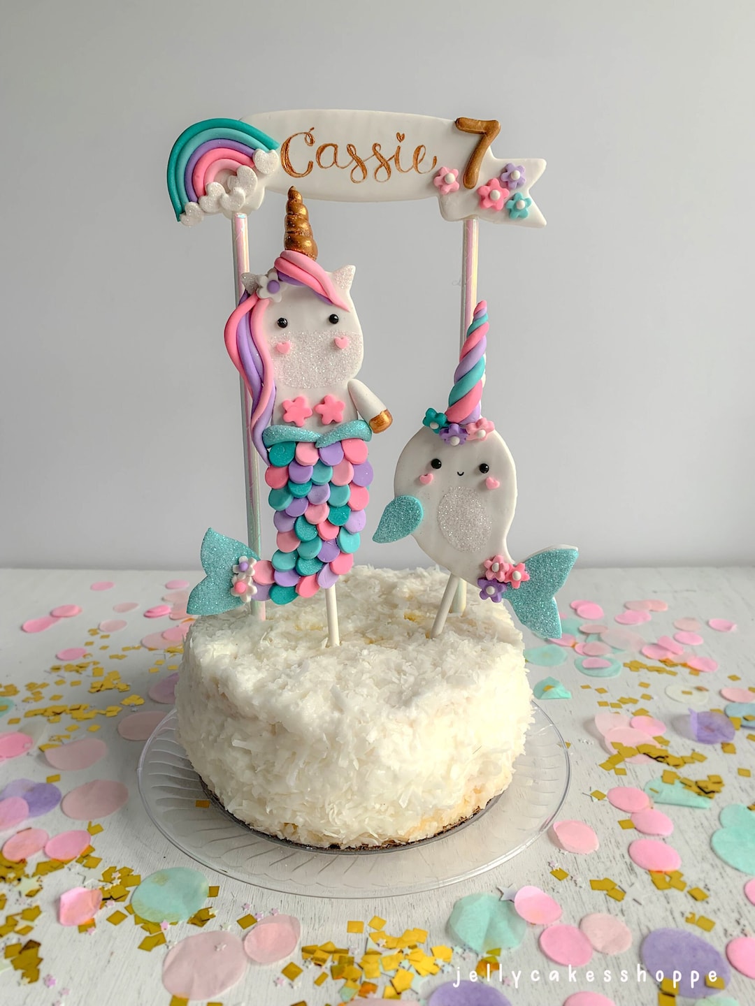 Mermicorn Cake Decorations, Unicorn Mermaid Cake Topper, Nonedible ...