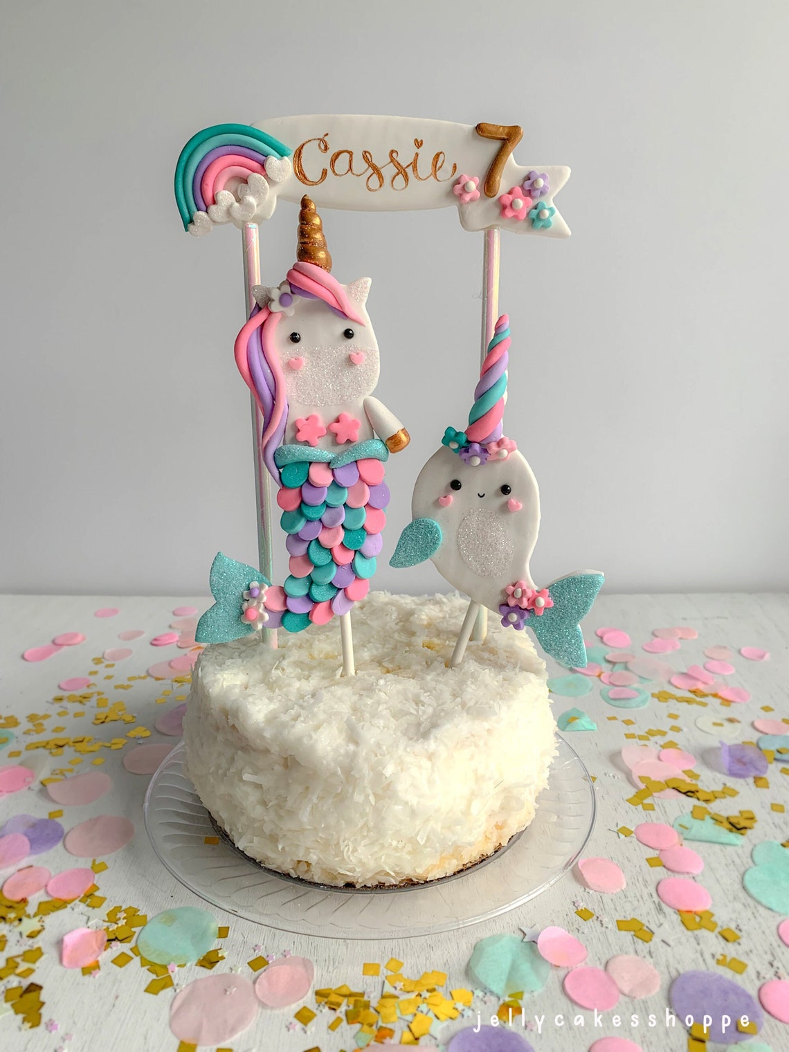 Mermicorn Cake Decorations, Unicorn Mermaid Cake Topper, Nonedible ...