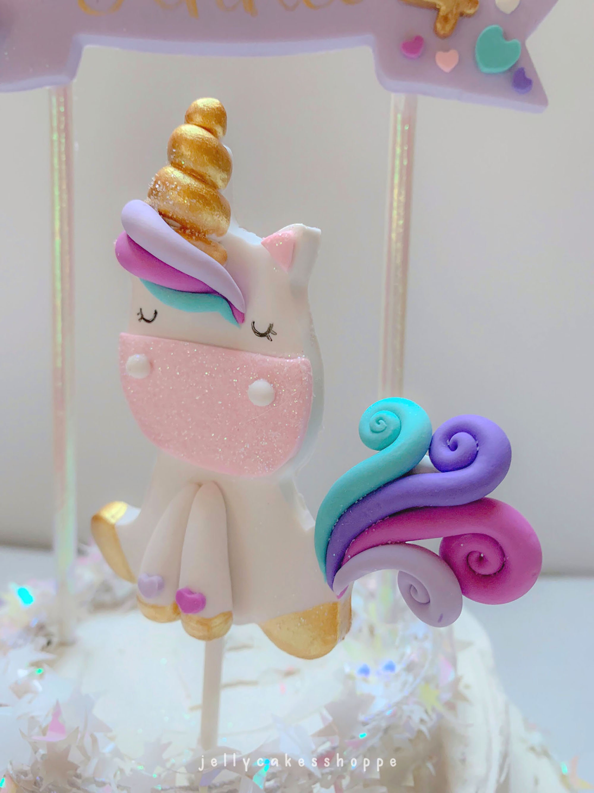 Personalized Unicorn Cake Topper, Non Edible Cake Topper, Rainbow ...