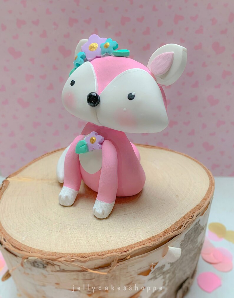 Pink Fox Cake Topper Nonedible Cake Topper Woodland Baby - Etsy