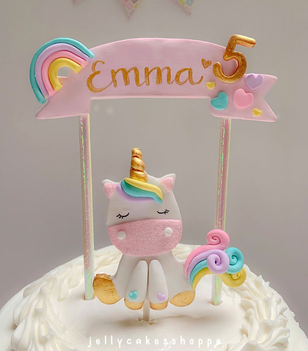 Personalized Unicorn Cake Topper, Non Edible Cake Topper, Rainbow ...