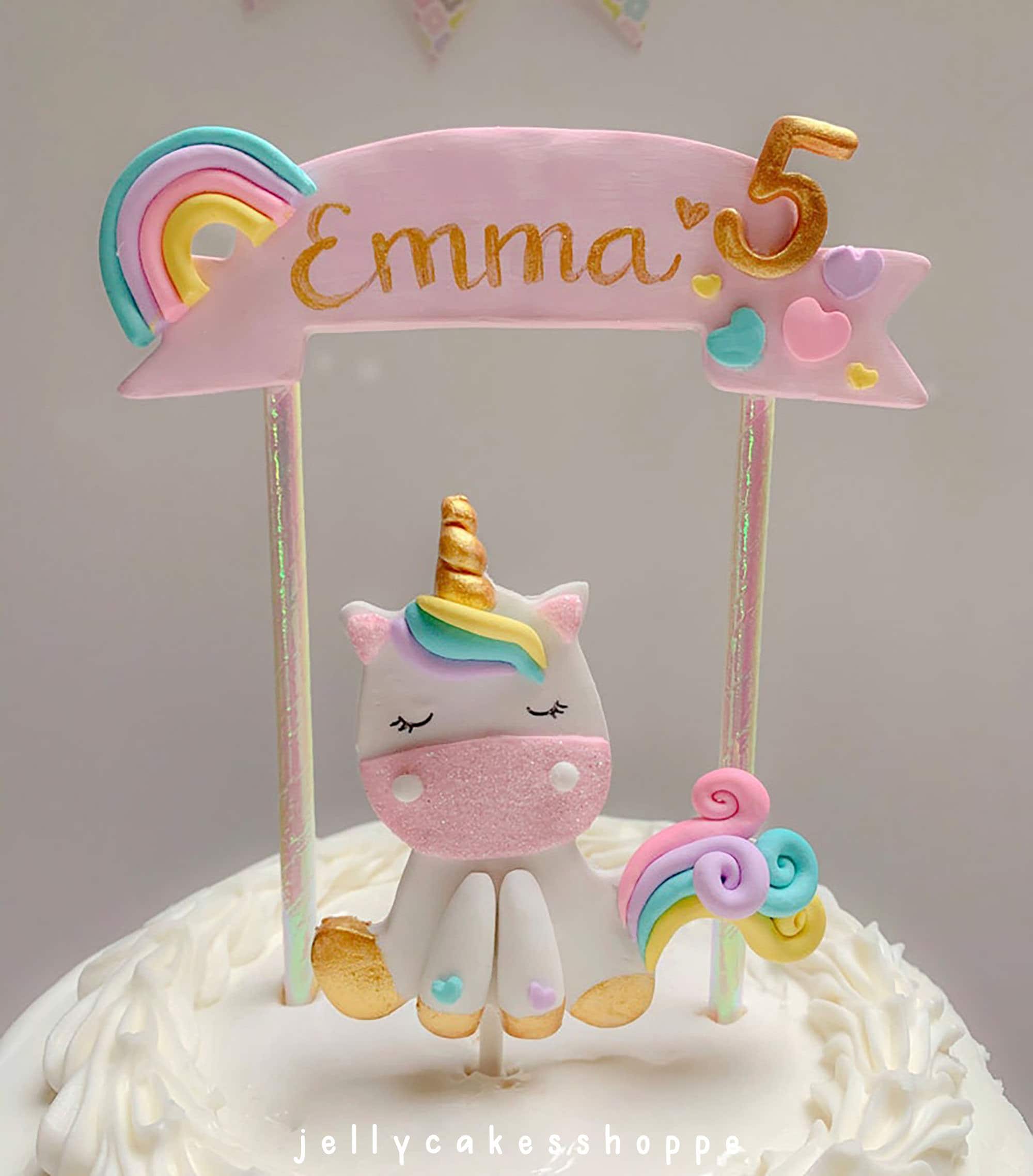 Personalized Unicorn Cake Topper Non Edible Cake Topper Etsy