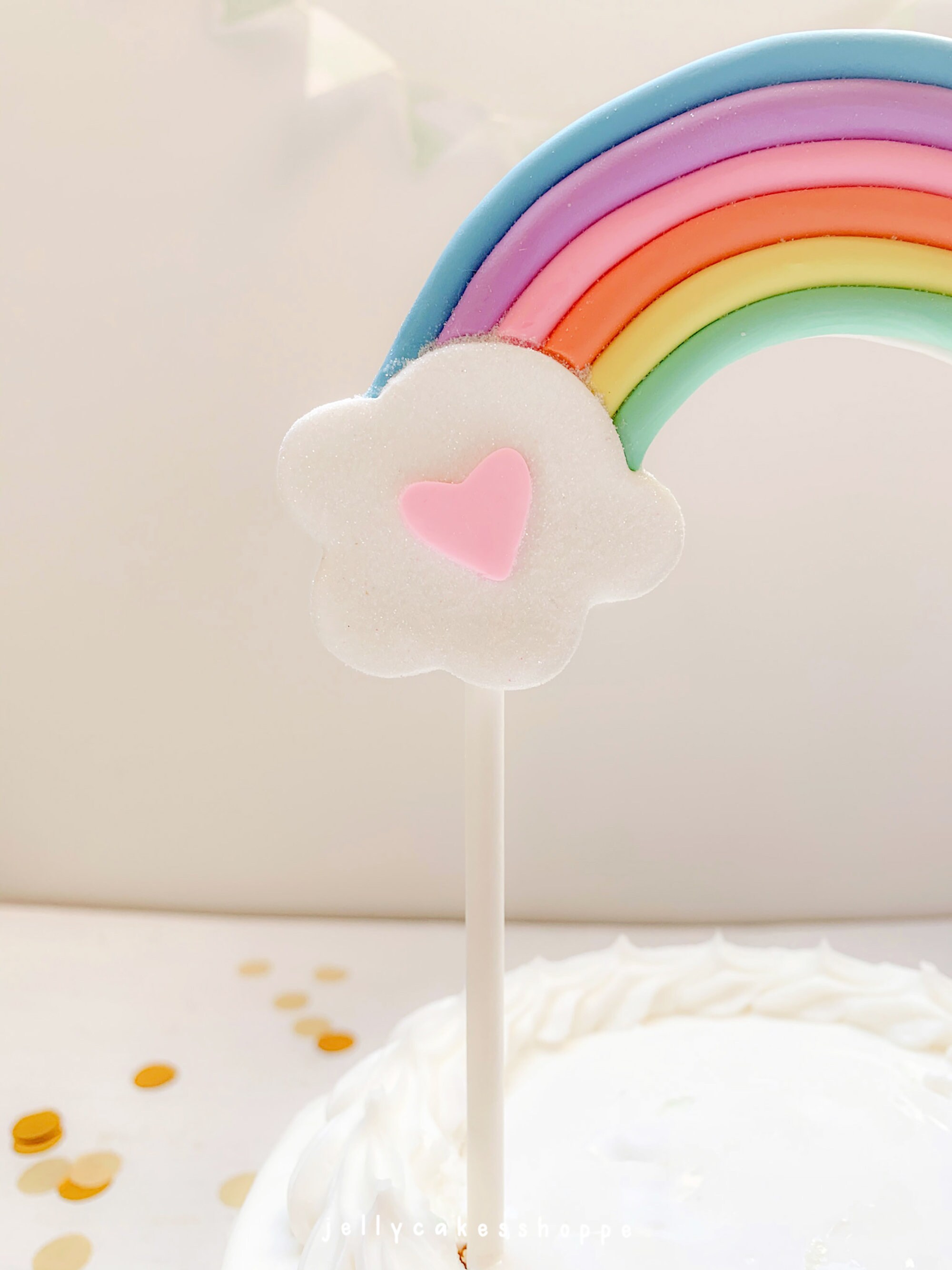 Rainbow Cake Topper, Pastel Rainbow Birthday, Rainbow Baby Shower ...