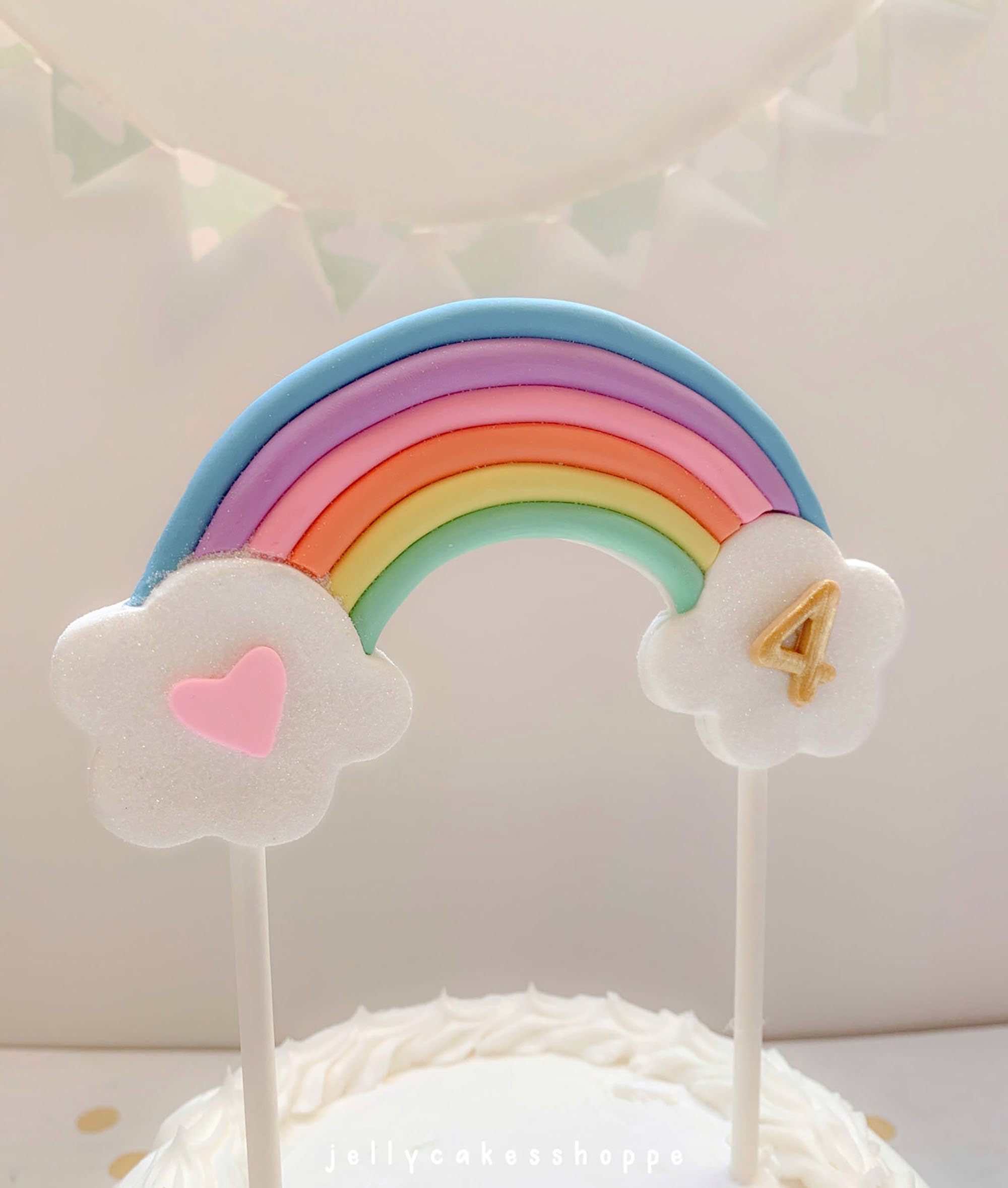 Rainbow Cake Topper, Pastel Rainbow Birthday, Rainbow Baby Shower ...
