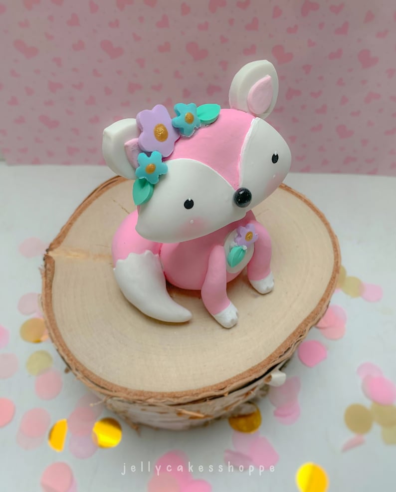 Pink Fox Cake Topper Nonedible Cake Topper Woodland Baby - Etsy