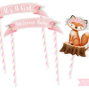 Fox Cake Topper, Woodland Baby Shower, Fox Centerpiece, Personalized ...