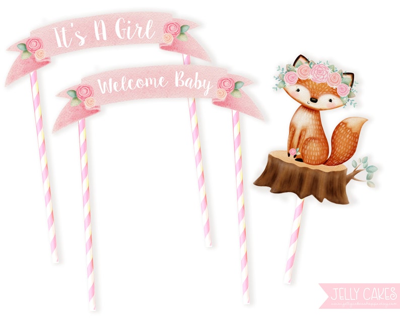 Fox Cake Topper, Woodland Baby Shower, Fox Centerpiece, Personalized ...