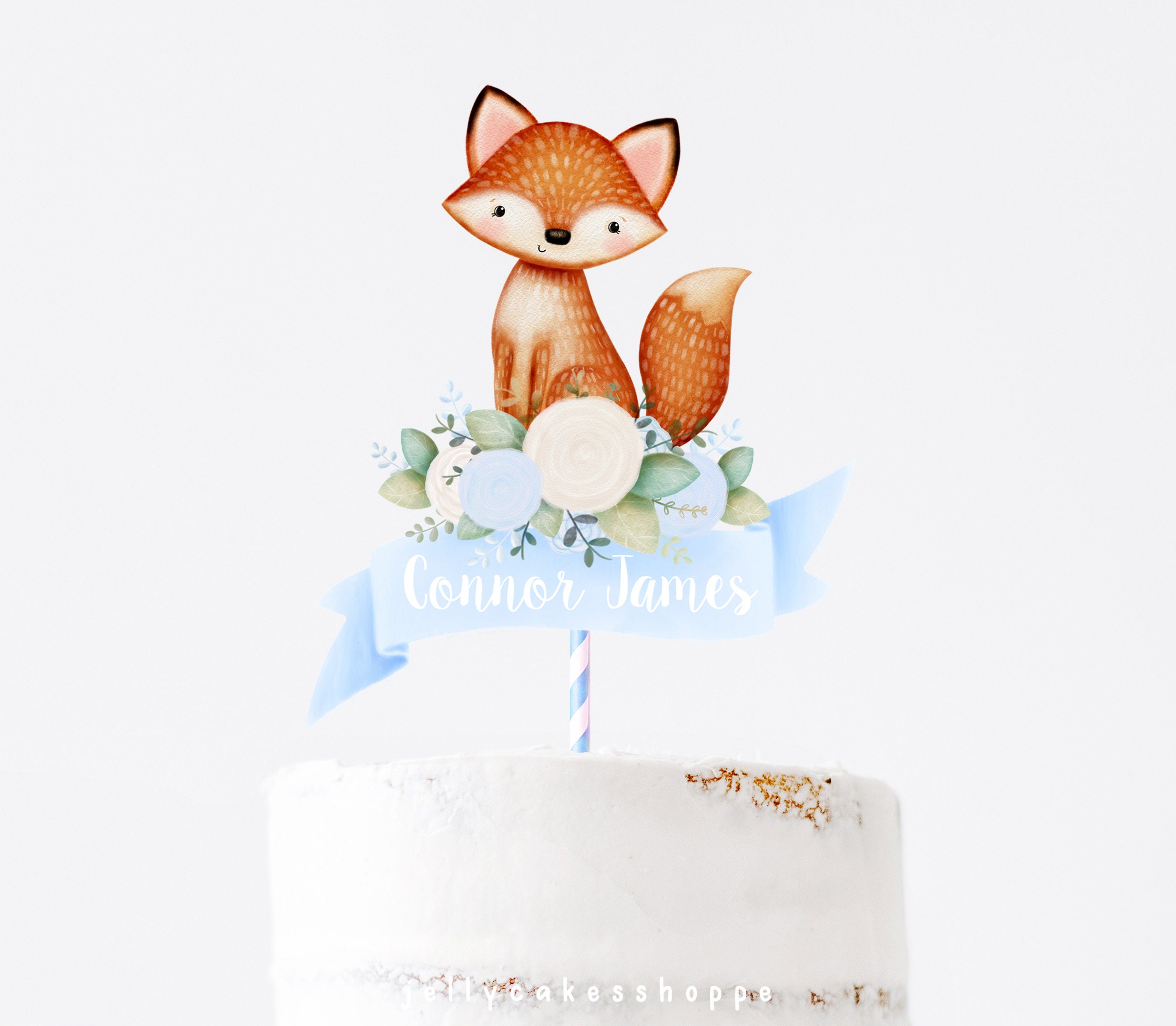 Fox Cake Topper for Woodland Baby Shower, Boy's 1st Birthday, Cute Fox ...