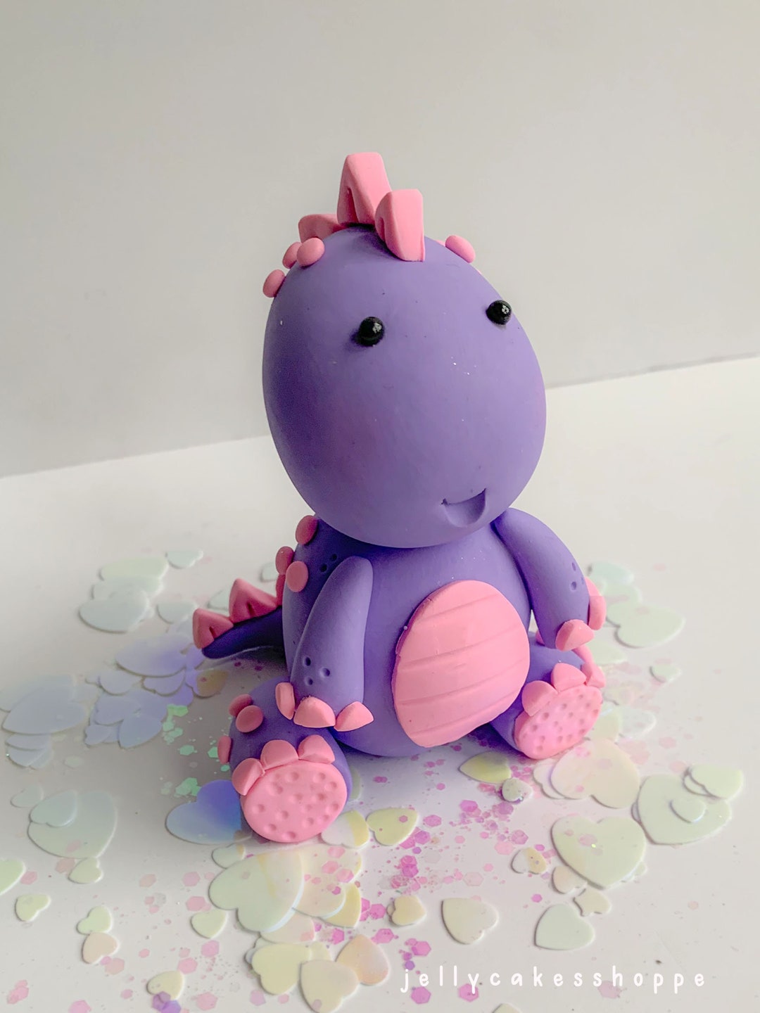 Girl Dinosaur Cake Topper, Nonedible, Pink Dinosaur Cake Decoration ...