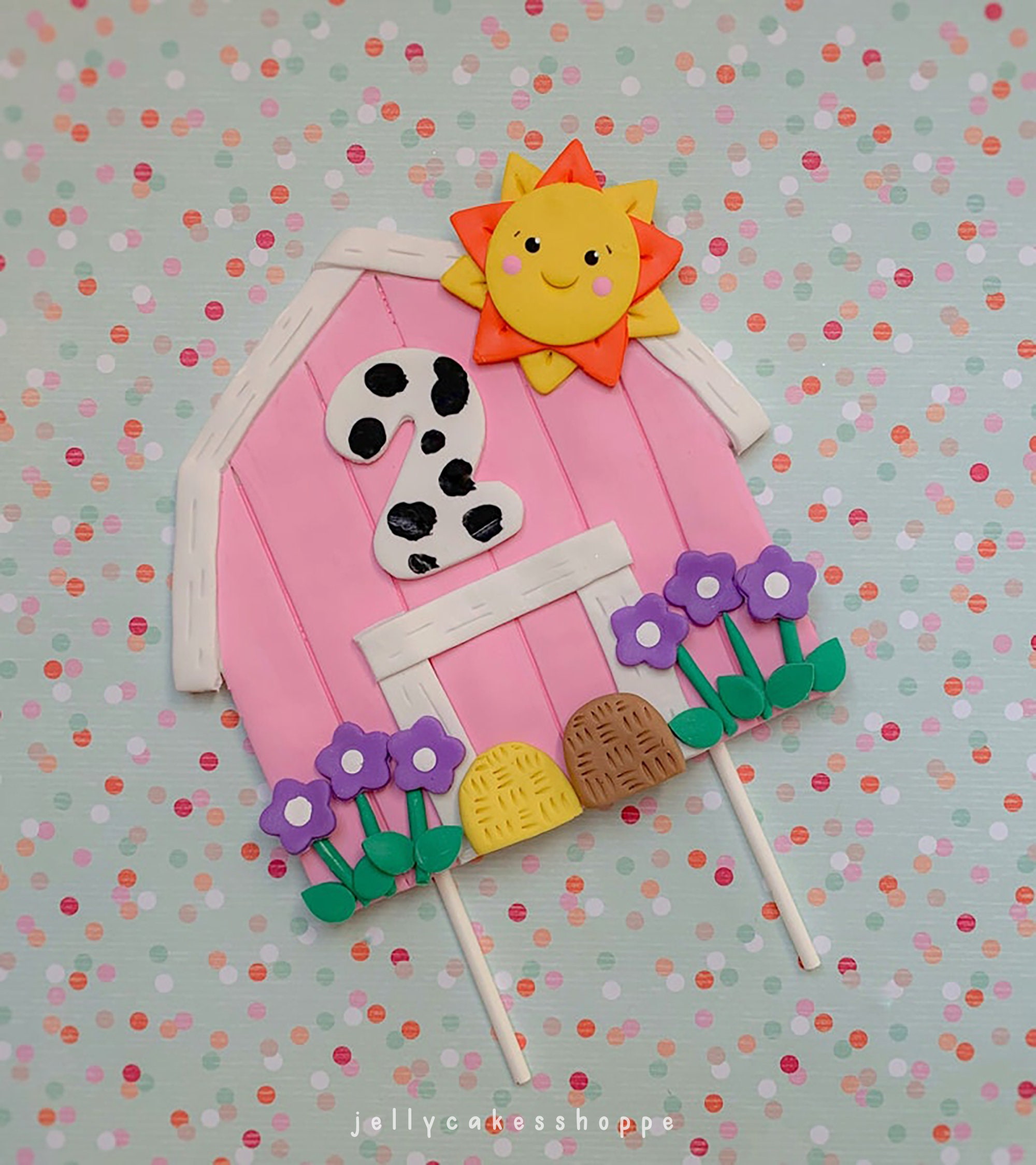 Pink Barn Cake Topper Barnyard Birthday for Girl Pink Farm - Etsy