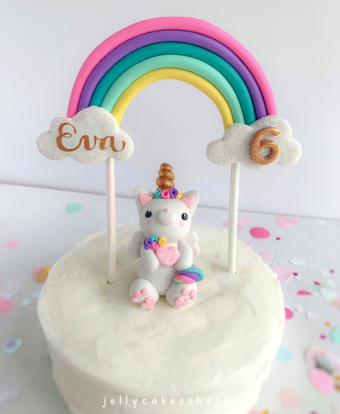 Rainbow Caticorn Cake Decorations, Custom Kitty Cake Topper, Rainbow ...