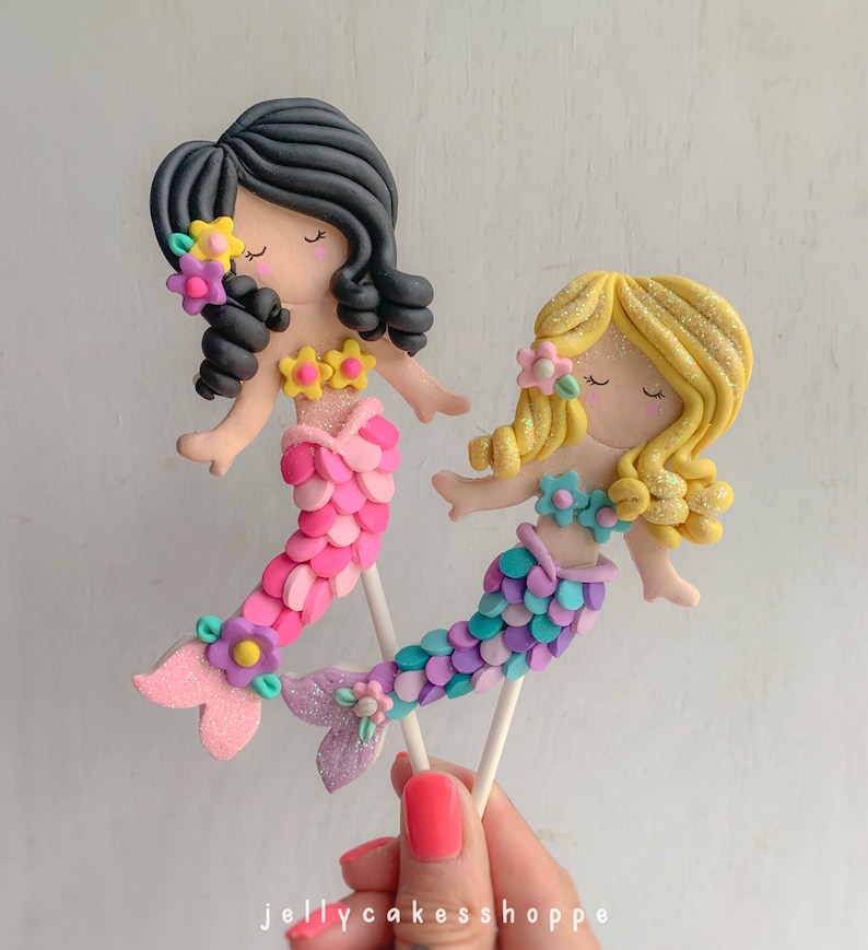 Custom Mermaid Cake Topper, Non Edible, Pastel Mermaid Birthday, Under ...