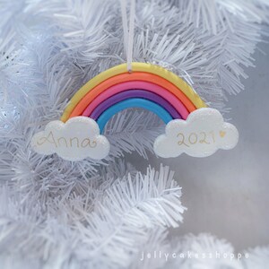 Rainbow Christmas Ornament, Cute Personalized Rainbow Ornament, Polymer ...