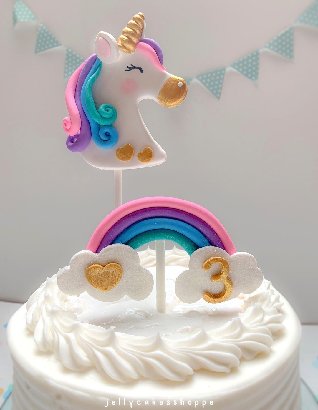 Personalized Unicorn Cake Topper, Non Edible Cake Topper, Rainbow ...