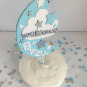 Moon and Stars Cake Topper for Baby Shower, Baby Boy, Twinkle Twinkle ...