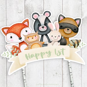Gender Neutral Baby Shower Cake Topper, Woodland Animals, Personalized ...