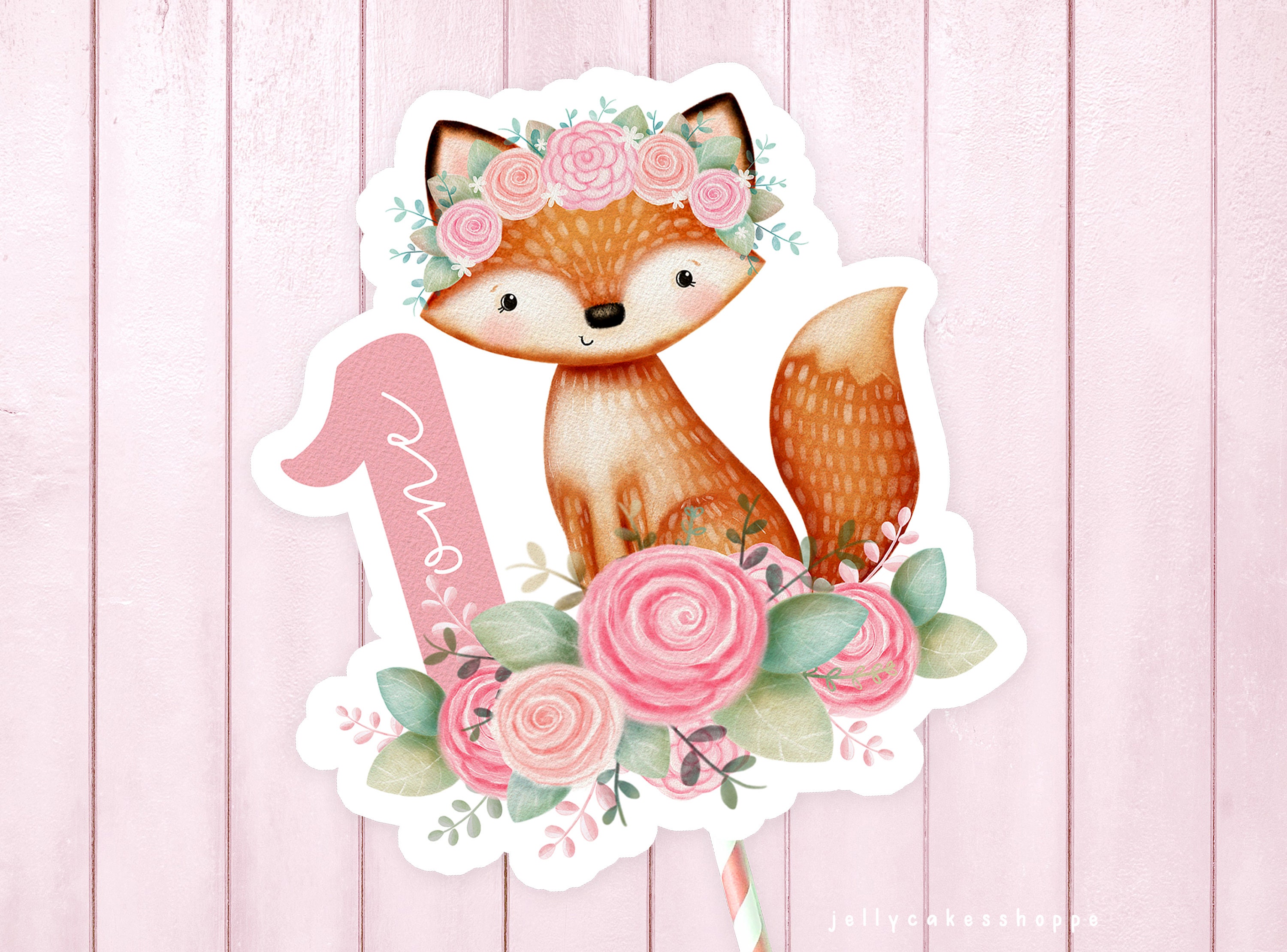 Fox Cake Topper for Baby's 1st Birthday, Cute Fox Centerpiece, Fox ...