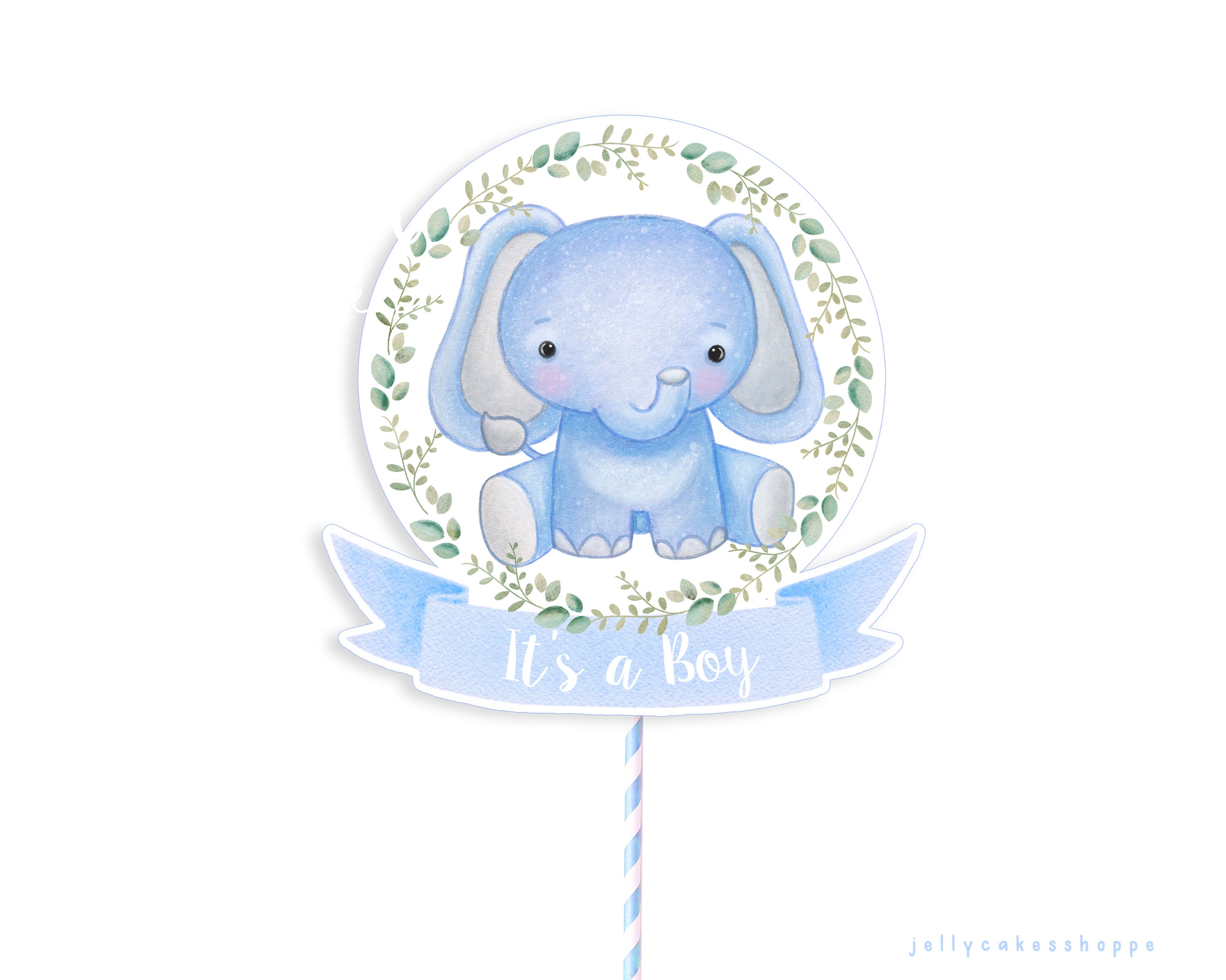 Personalized Elephant Cake Topper, Baby's 1st, Safari Baby Shower for ...
