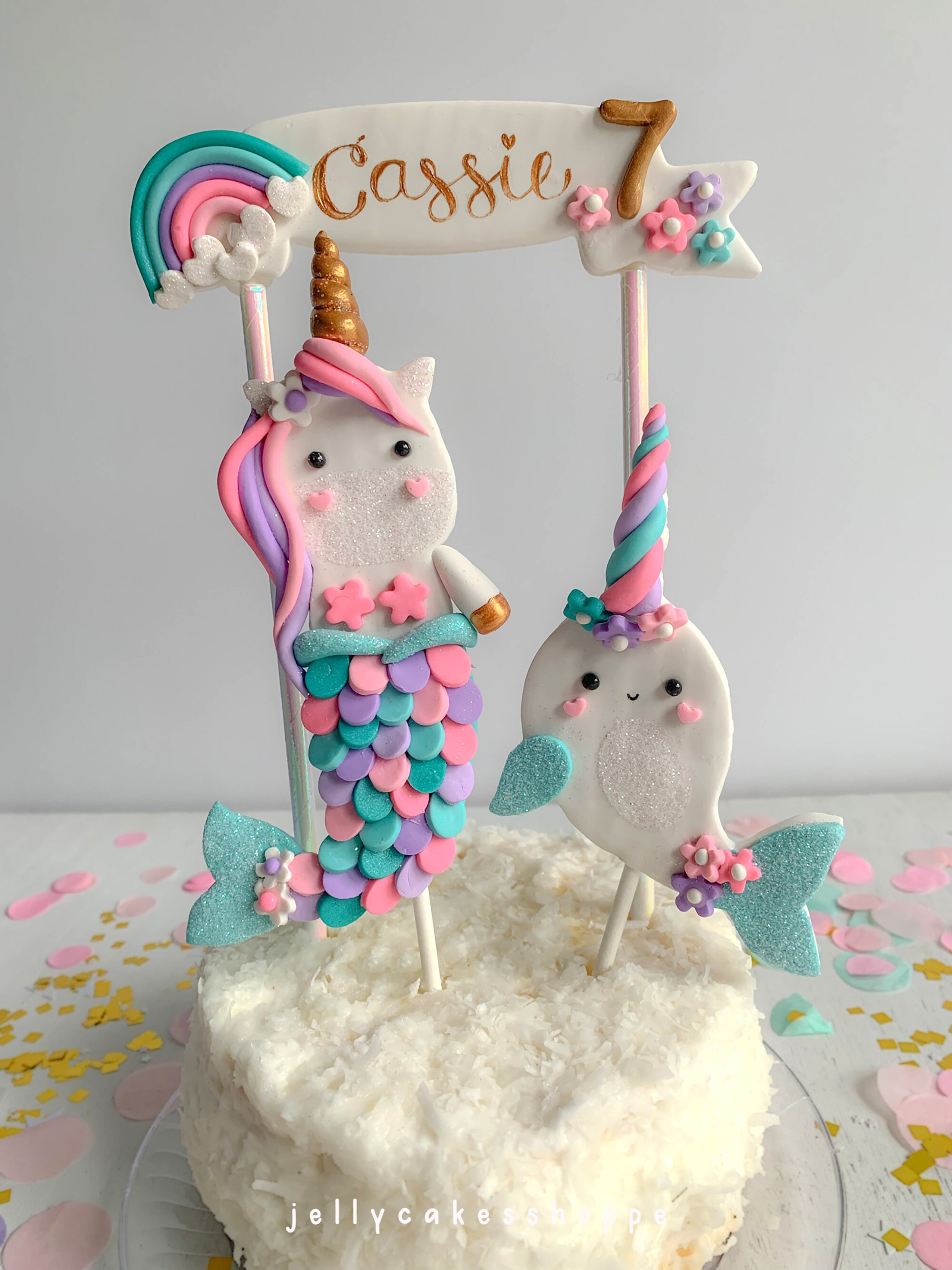 Mermicorn Cake Decorations, Unicorn Mermaid Cake Topper, Nonedible ...