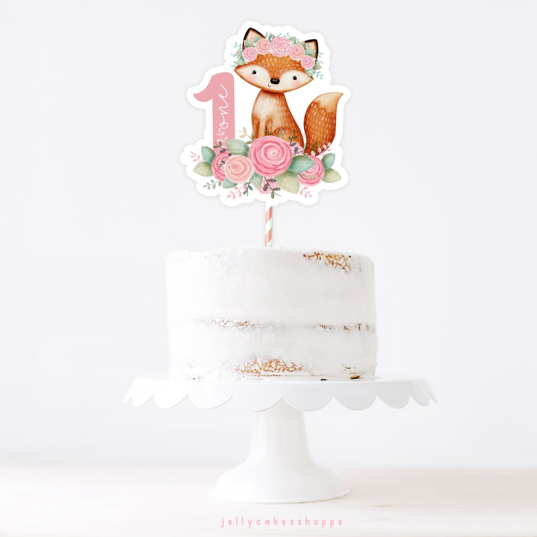 Fox Cake Topper for Baby's 1st Birthday, Cute Fox Centerpiece, Fox ...