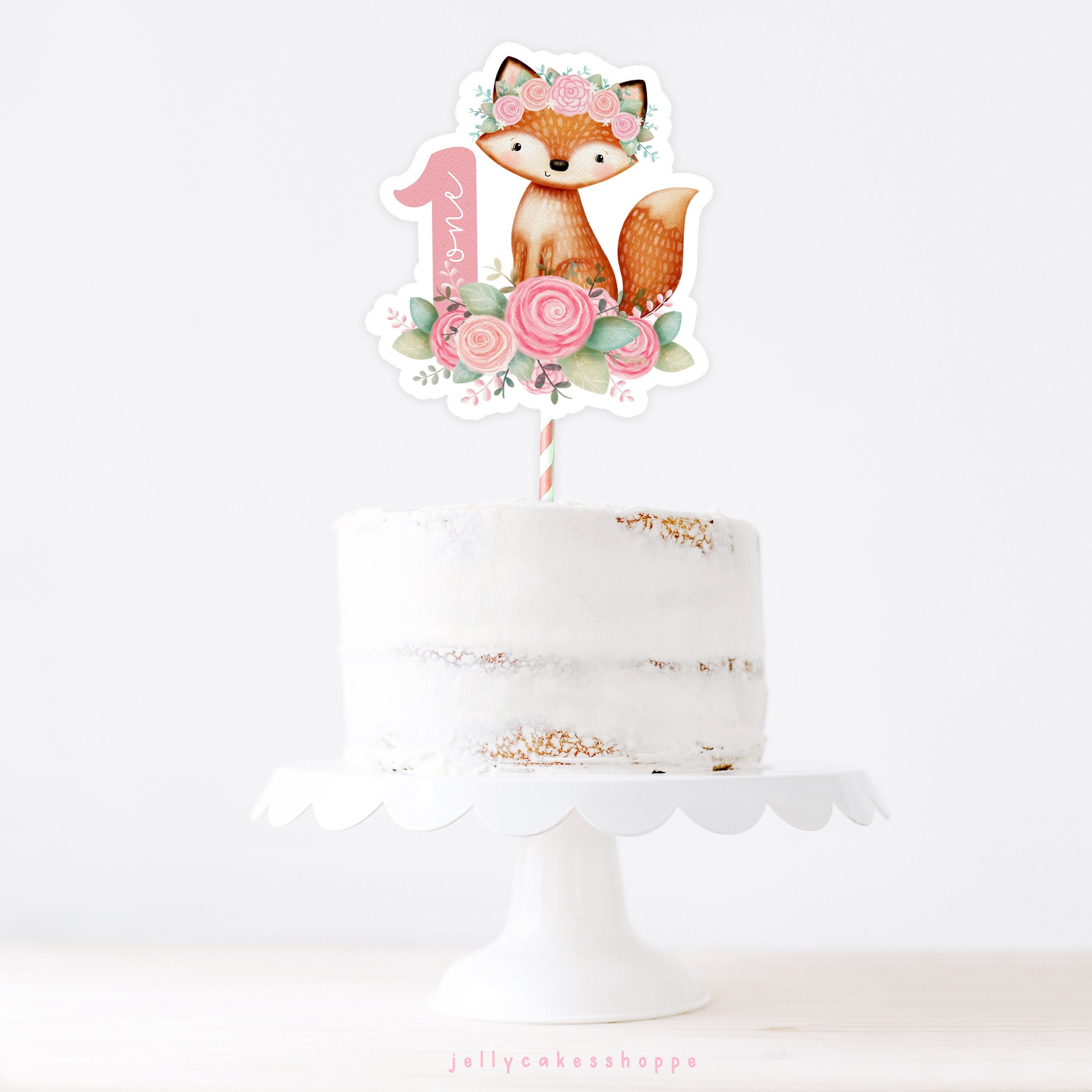 Fox Cake Topper for Baby's 1st Birthday, Cute Fox Centerpiece, Fox ...