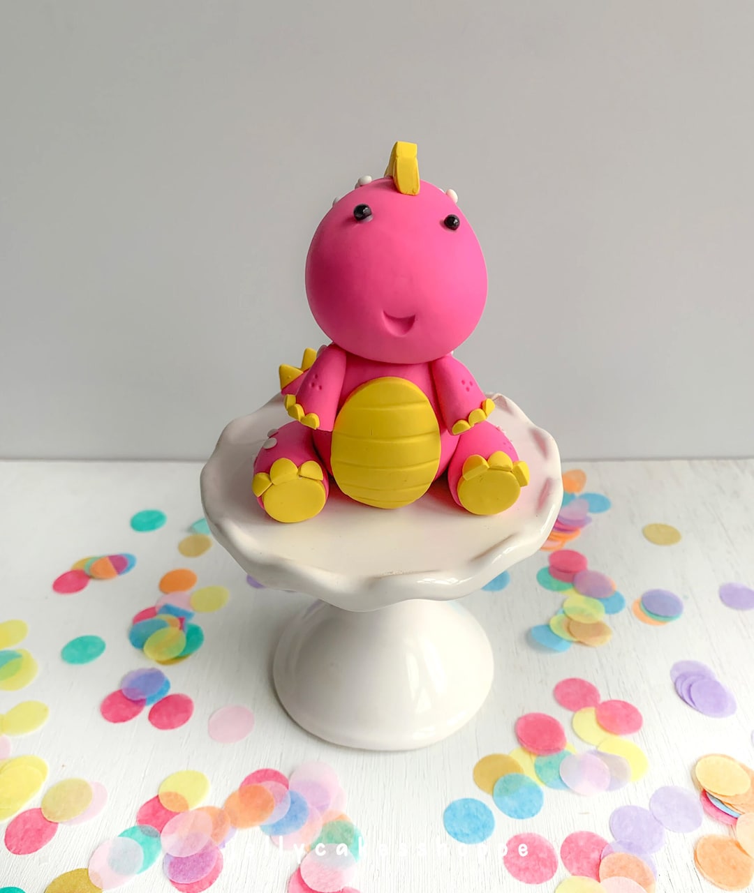 Girly Dinosaur Cake Topper, Nonedible, Pink Dinosaur Cake Decoration ...