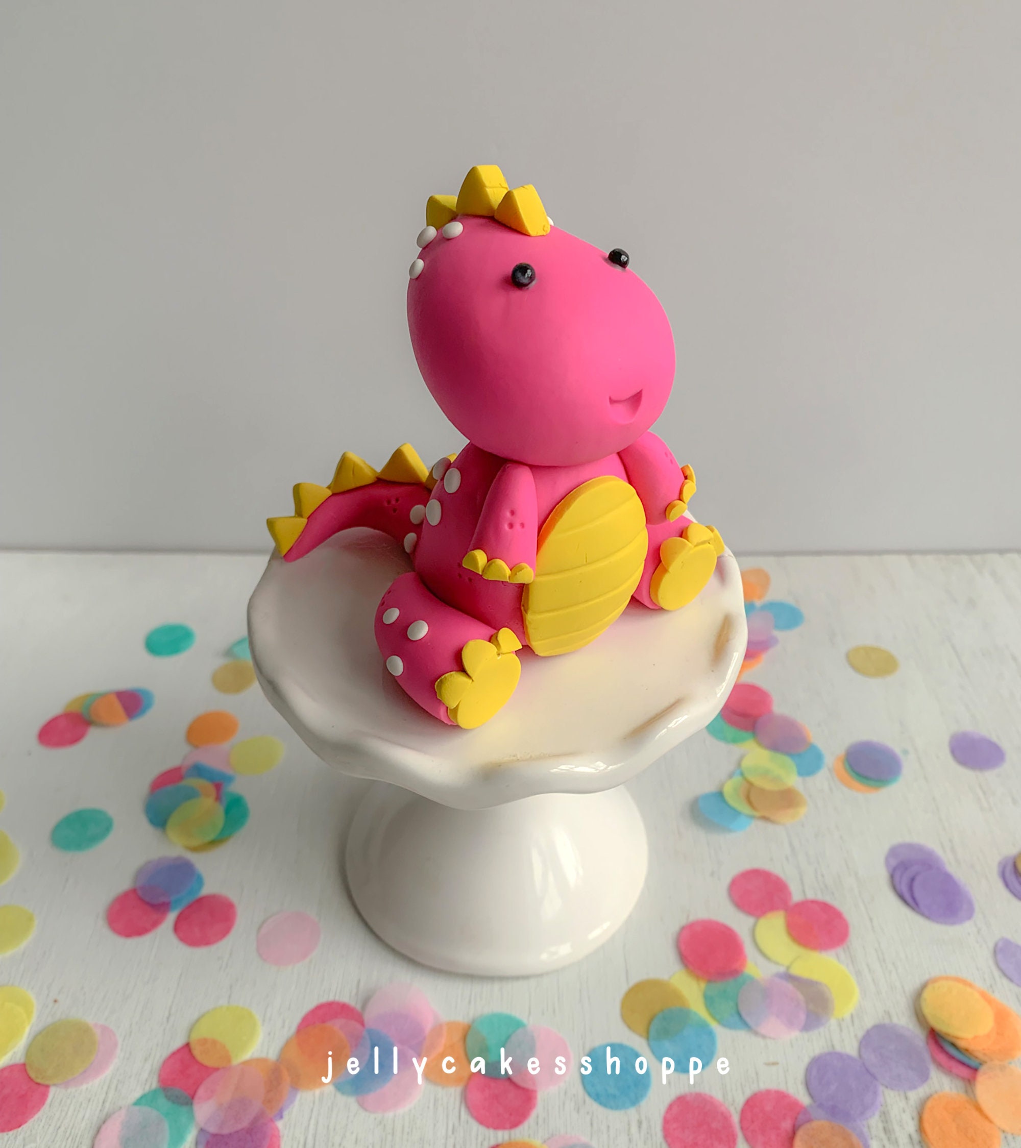 Girly Dinosaur Cake Topper, Nonedible, Pink Dinosaur Cake Decoration ...