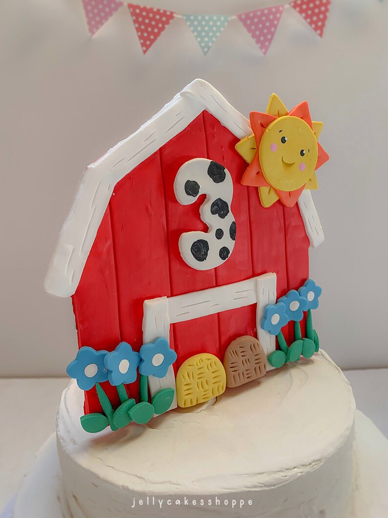 Barn Cake Topper Red Barn Birthday Theme Farm Cake Topper - Etsy