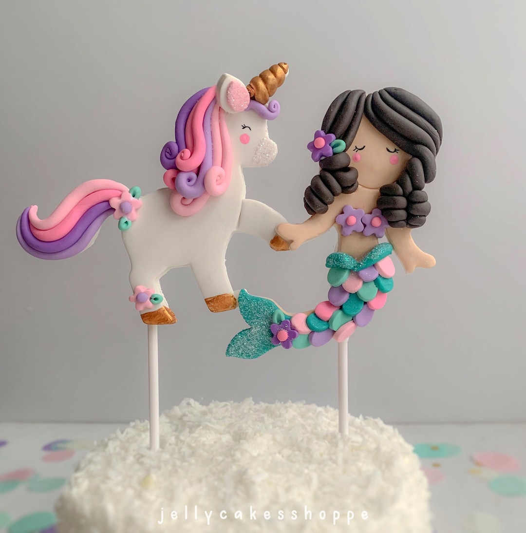 Unicorn Mermaid Cake Topper, Mermaid Cake Decorations, Under the Sea ...