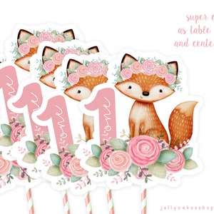 Fox Cake Topper for Baby's 1st Birthday, Cute Fox Centerpiece, Fox ...