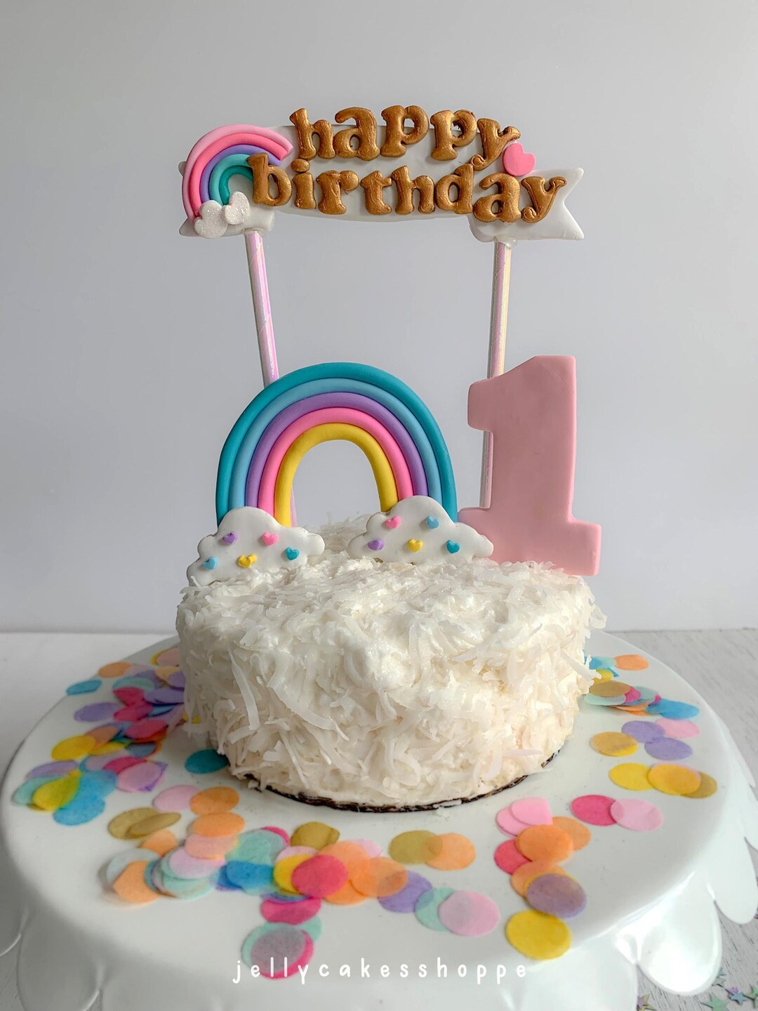 Personalized Rainbow Birthday Cake Decorations, Custom Name Banner Cake ...