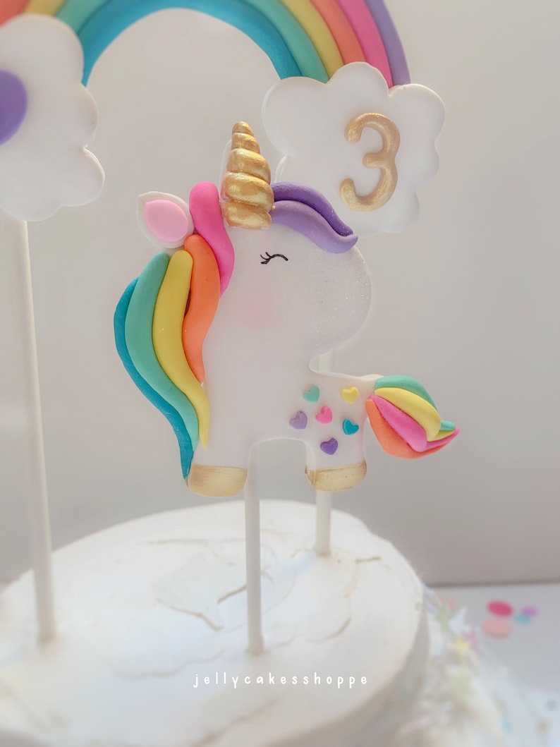 Rainbow Unicorn Cake Topper, Non Edible Cake Topper, Rainbow Unicorn ...