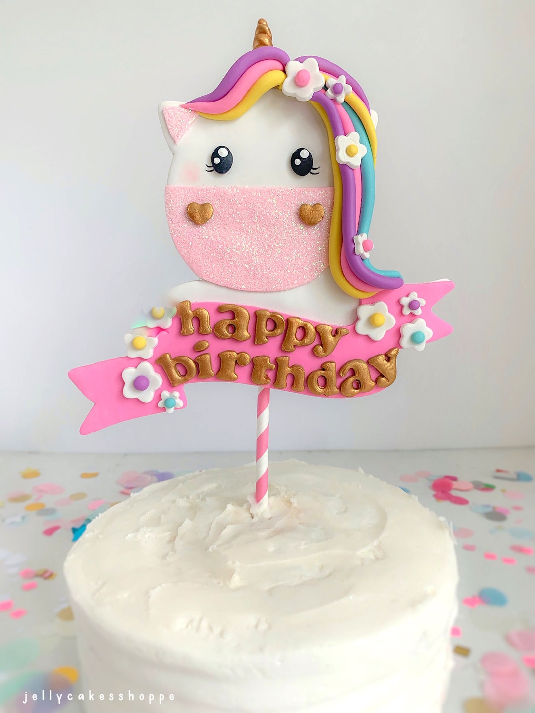 Personalized Unicorn Cake Topper Non Edible Rainbow Unicorn Birthday