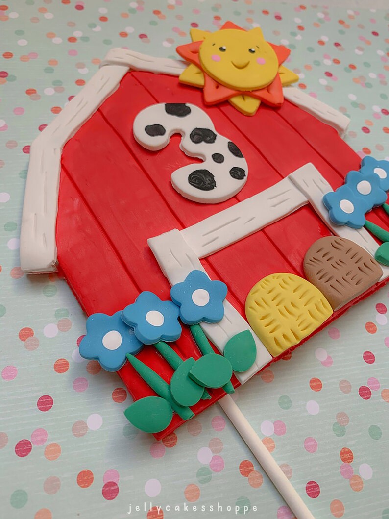 Barn Cake Topper Red Barn Birthday Theme Farm Cake Topper - Etsy