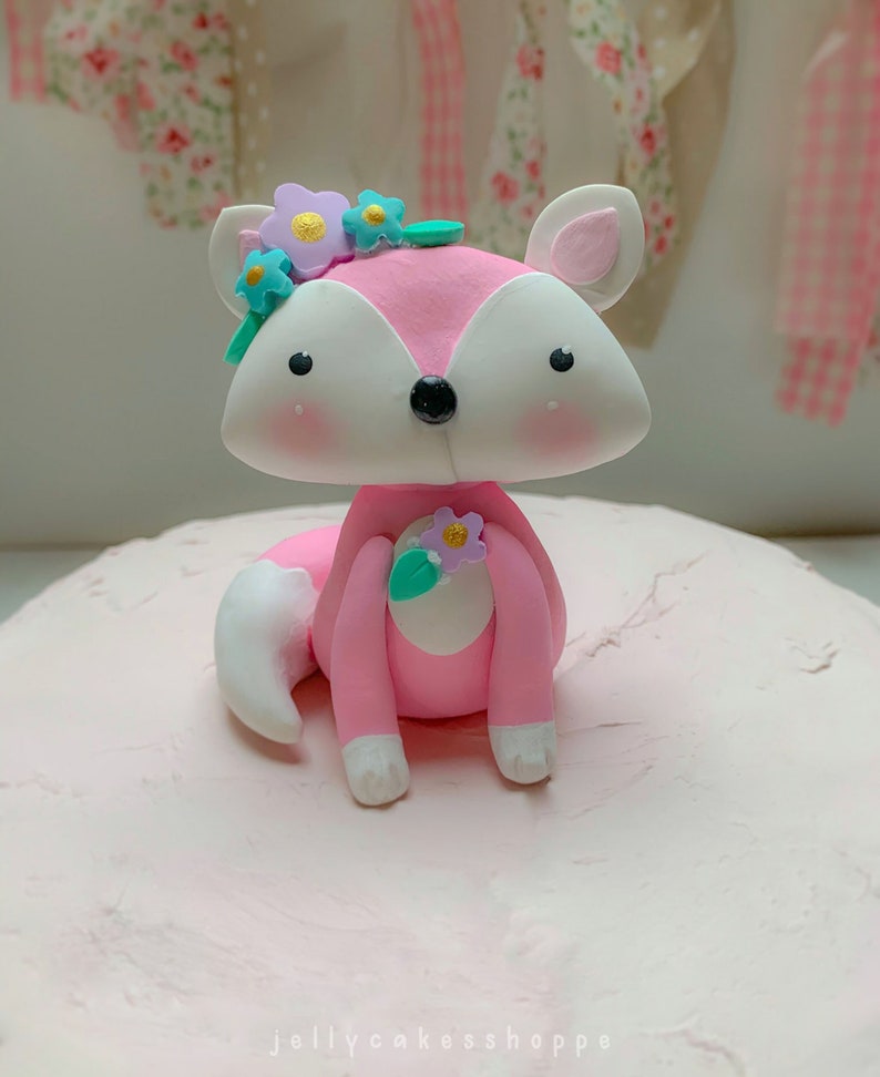 Pink Fox Cake Topper, Nonedible Cake Topper, Woodland Baby Shower ...