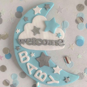 Moon and Stars Cake Topper for Baby Shower, Baby Boy, Twinkle Twinkle ...