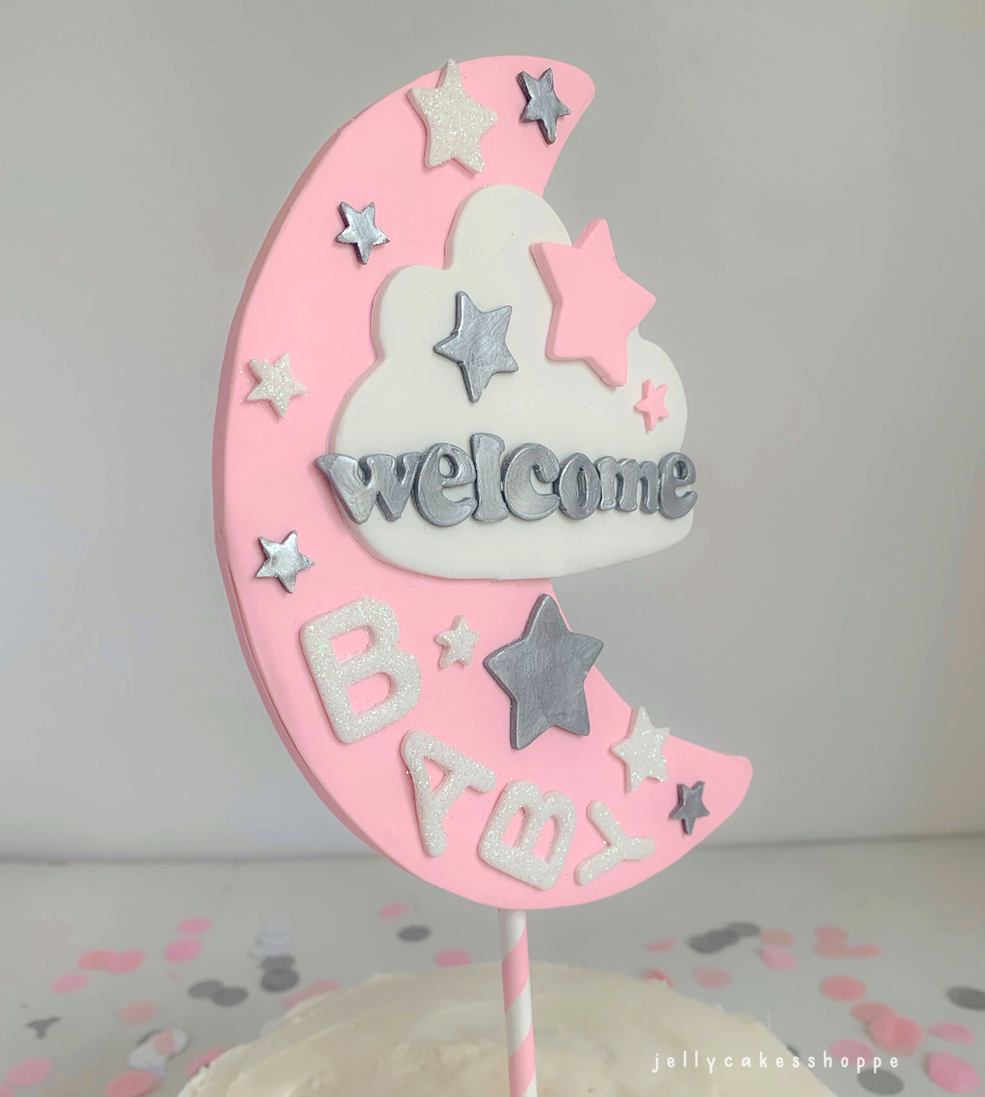 Moon and Stars Cake Topper for Baby Shower, Baby Girl, Twinkle Twinkle ...