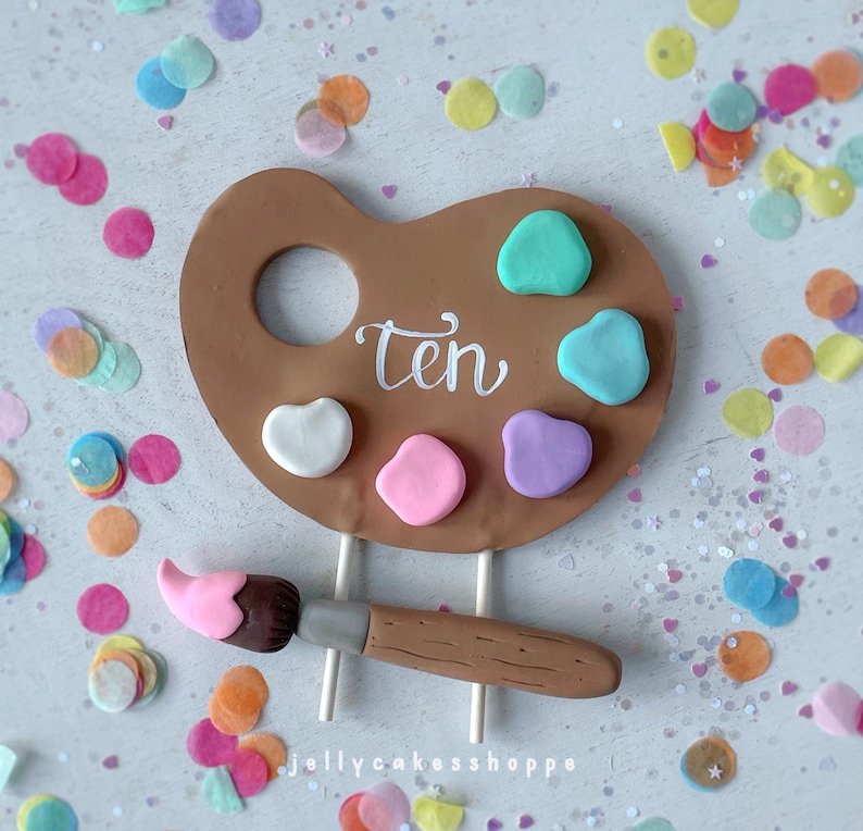 Paint Palette Cake Topper, Art Party Cake Decoration, Personalized ...