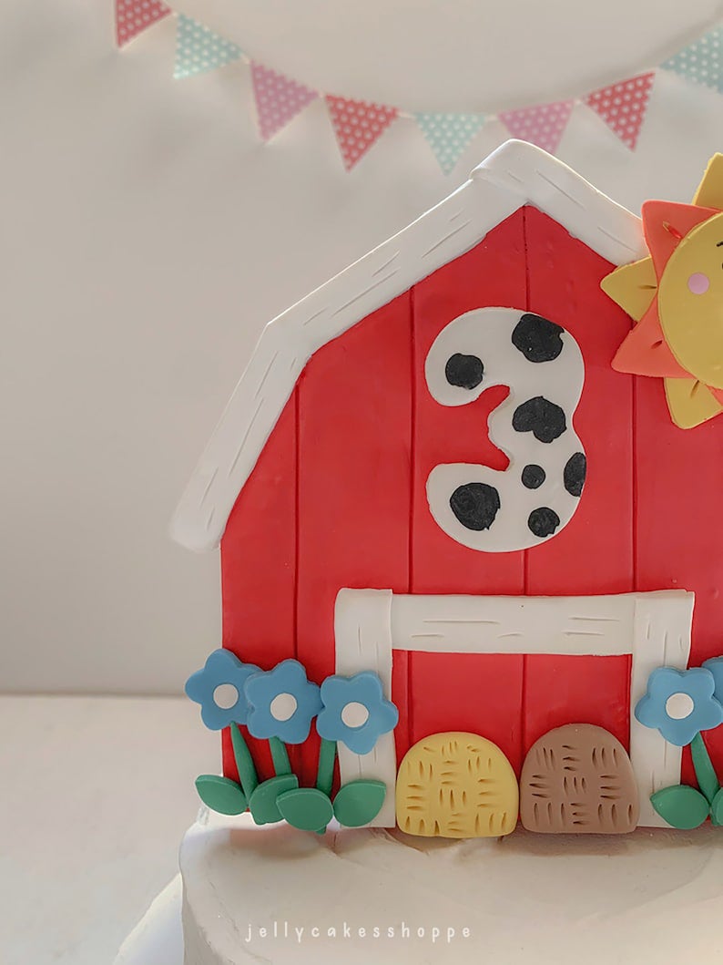 Barn Cake Topper Red Barn Birthday Theme Farm Cake Topper - Etsy