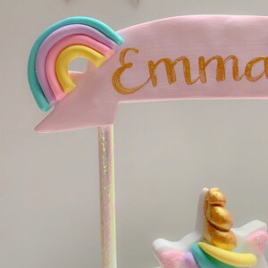 Personalized Unicorn Cake Topper, Non Edible Cake Topper, Rainbow ...