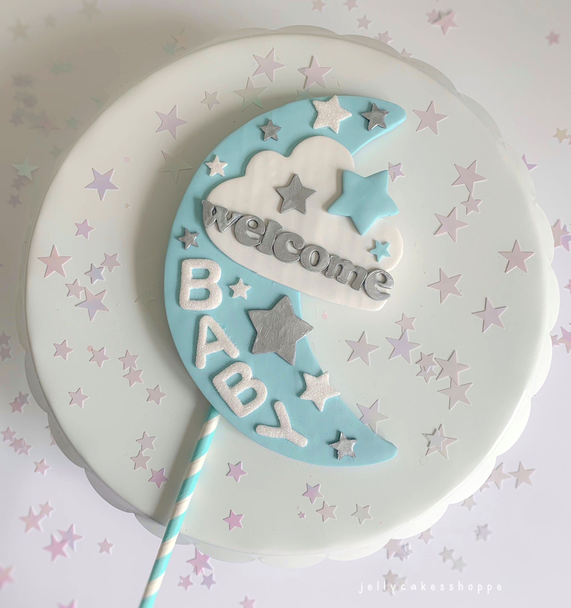 Moon and Stars Cake Topper for Baby Shower Baby Boy Twinkle - Etsy