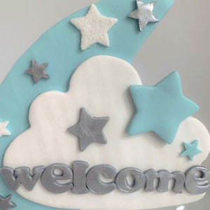 Moon and Stars Cake Topper for Baby Shower, Baby Boy, Twinkle Twinkle ...